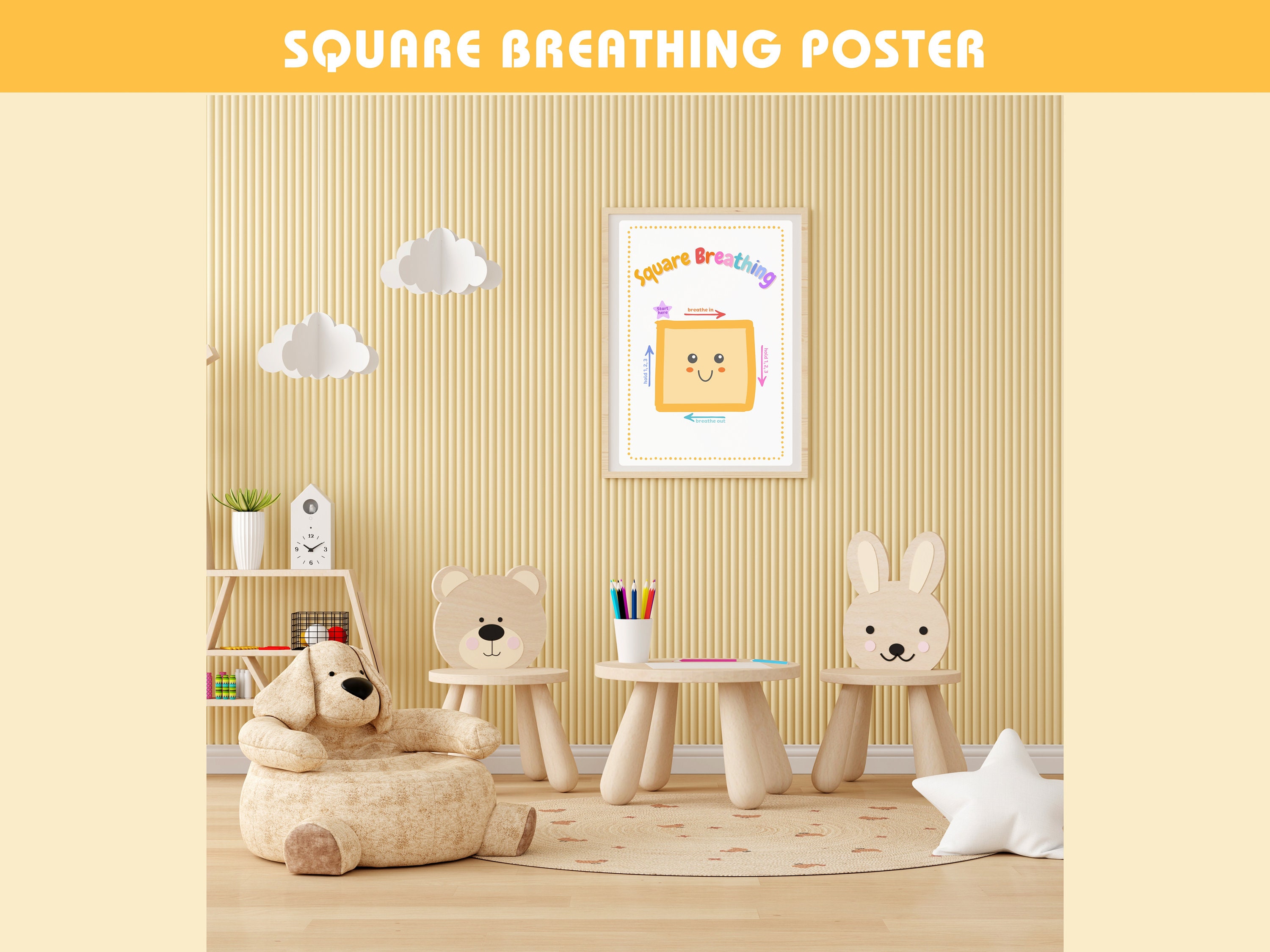 Square Breathing Exercise Grounding Technique Poster for Children ...