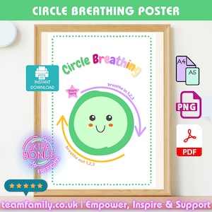 Circle Breathing Exercise - Calming Grounding Technique Poster for ...