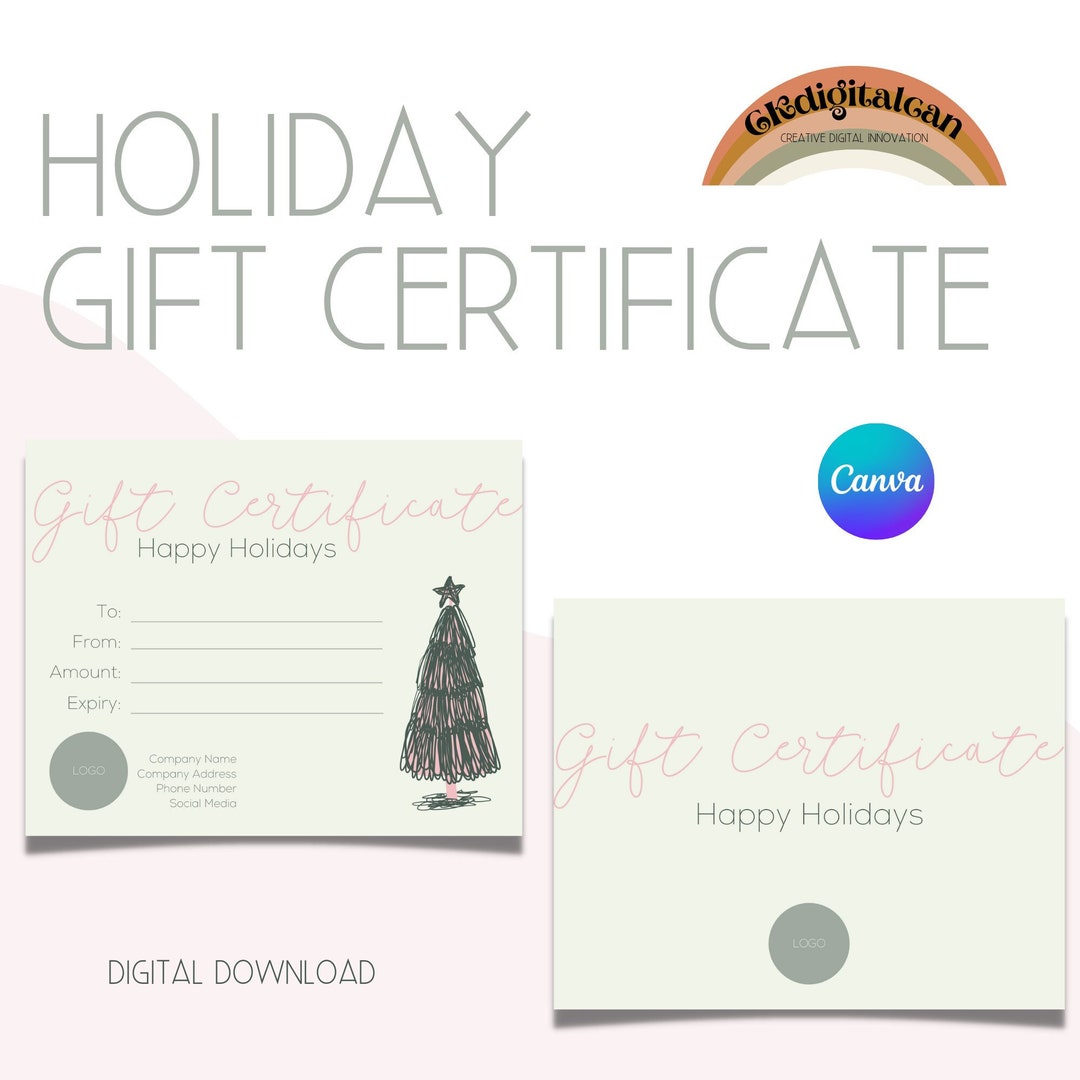 Editable Gift Certificate Holiday Printable Gift Voucher Christmas ...
