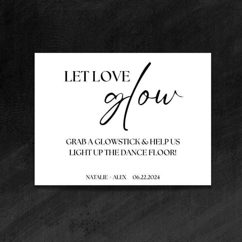 Editable Wedding Signage Template, Glowstick Sign, Modern, Black and ...