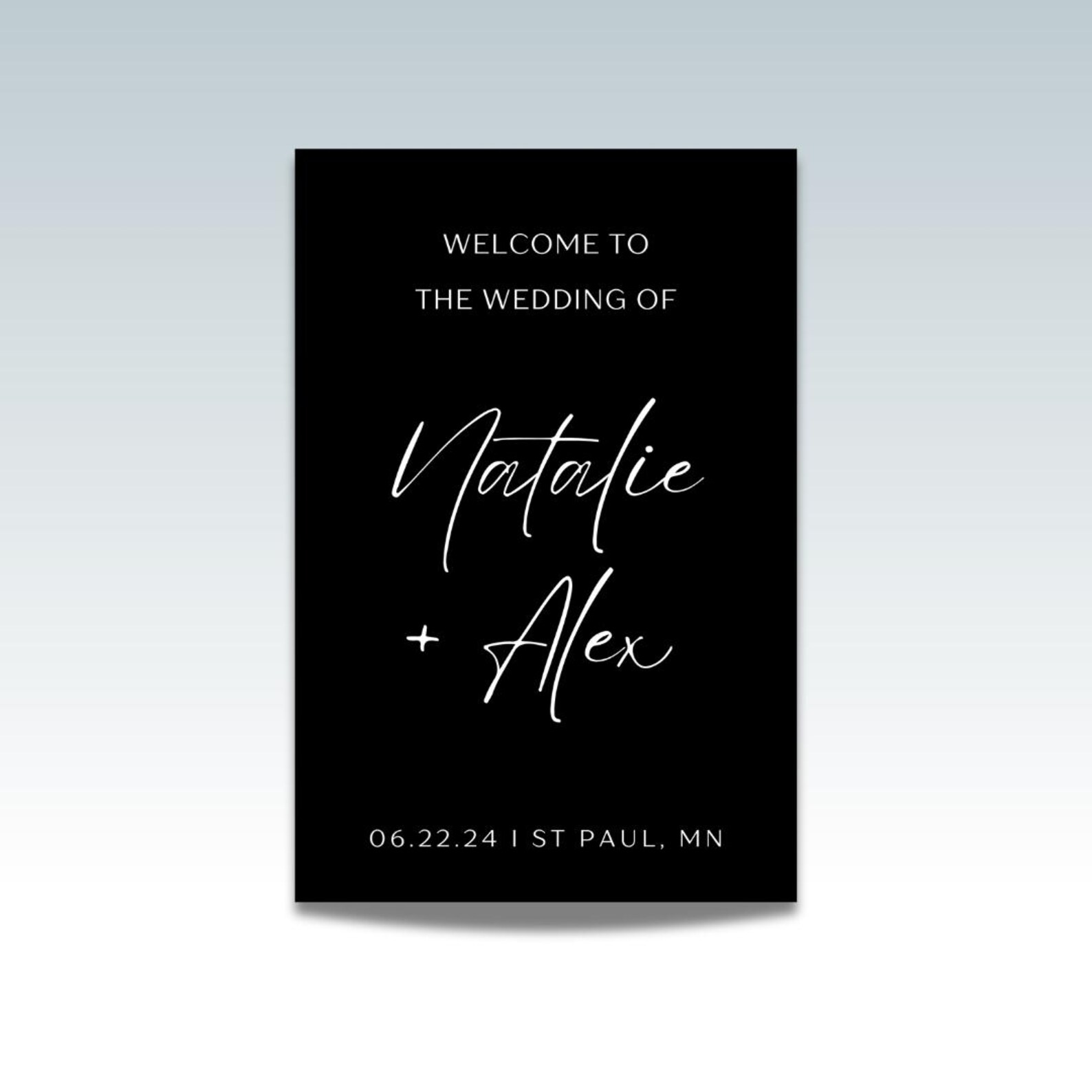 Editable Wedding Signage Template, Welcome Sign, Modern, Black and ...