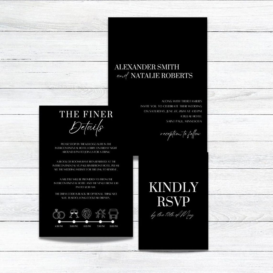 Editable Wedding Invitation Canva Template, Invitation, Detail Page ...