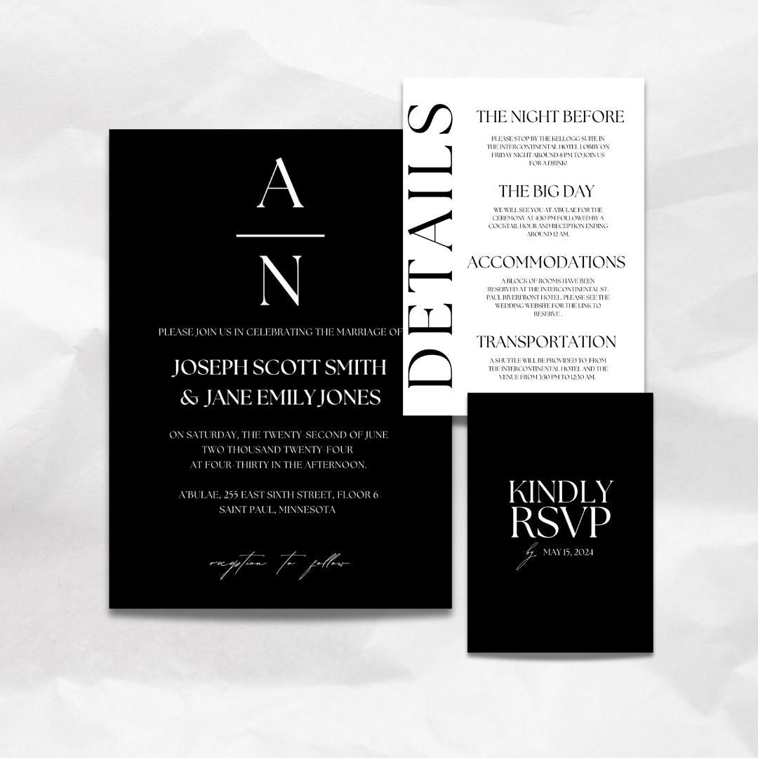 Editable Wedding Invitation Template, Invitation, Detail Page, RSVP ...