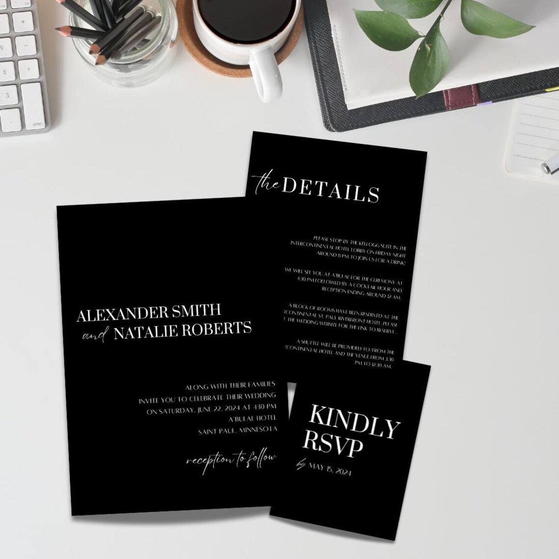 Editable Wedding Invitation Canva Template, Invitation, Detail Page ...