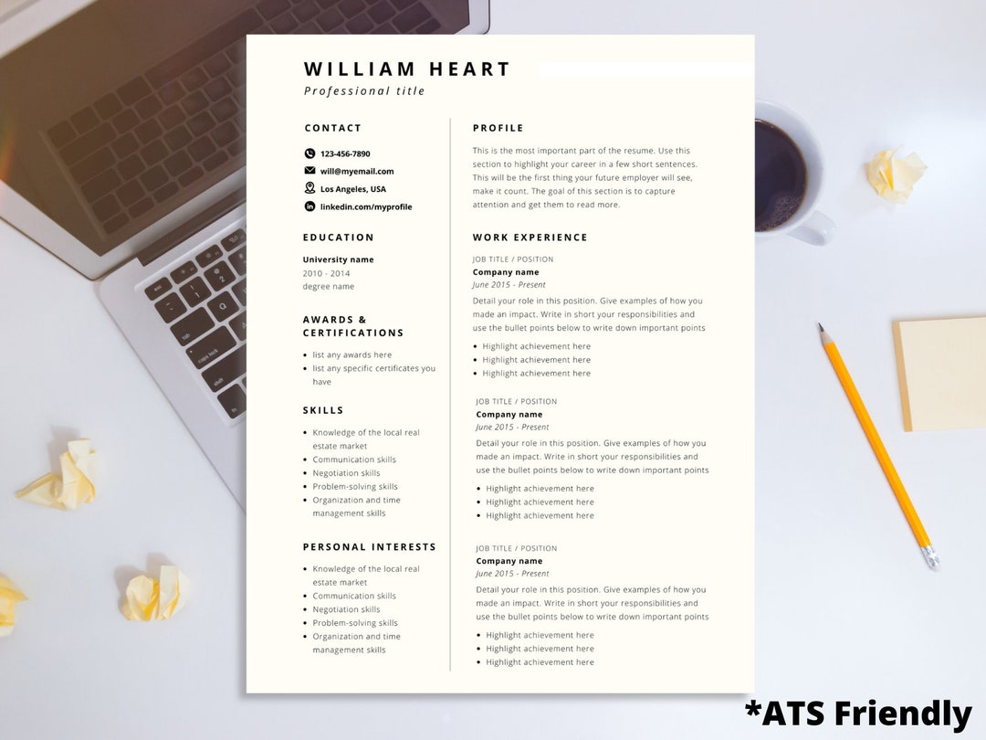 ATS Friendly Resume Template for Google Docs, Word, PDF and Pages ...