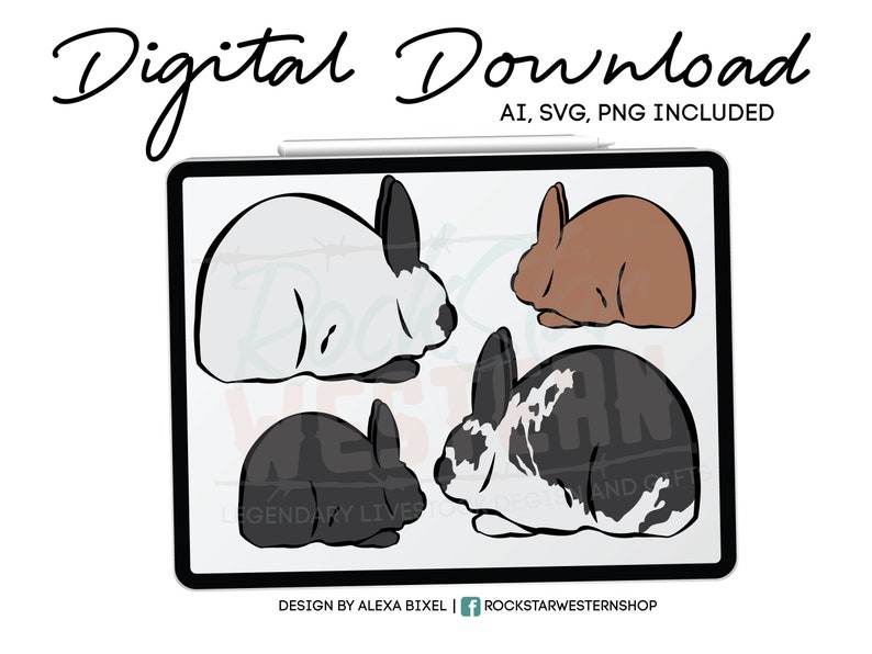 4 Show Rabbit Graphic Art - Ai - SVG _ PNG - Etsy