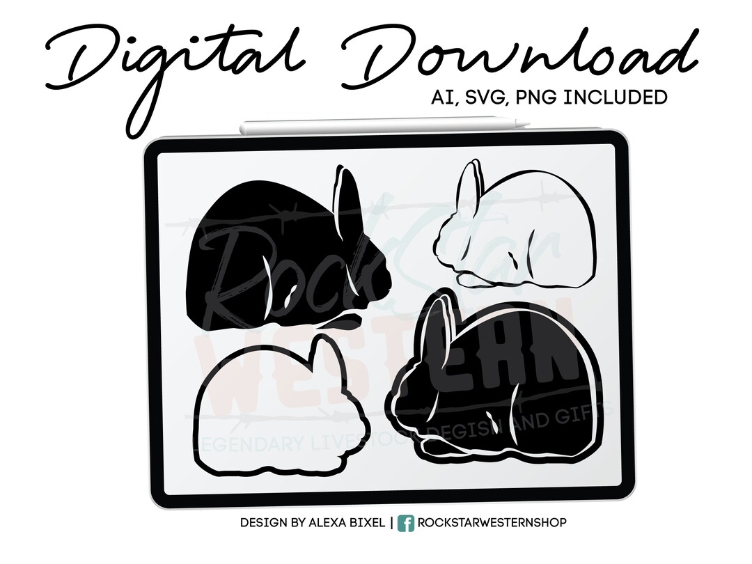 Show Rabbit Line Art - Ai - SVG - PNG - Etsy