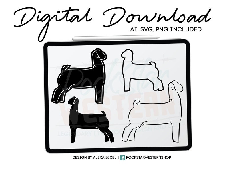 Market Goat Line Art - Ai - SVG - PNG - Etsy