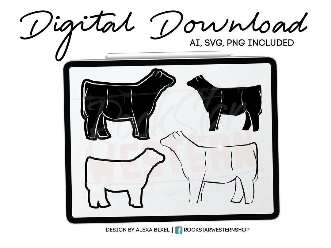 Market Steer Line Art - Digital Download - AI - SVG - PNG - Etsy
