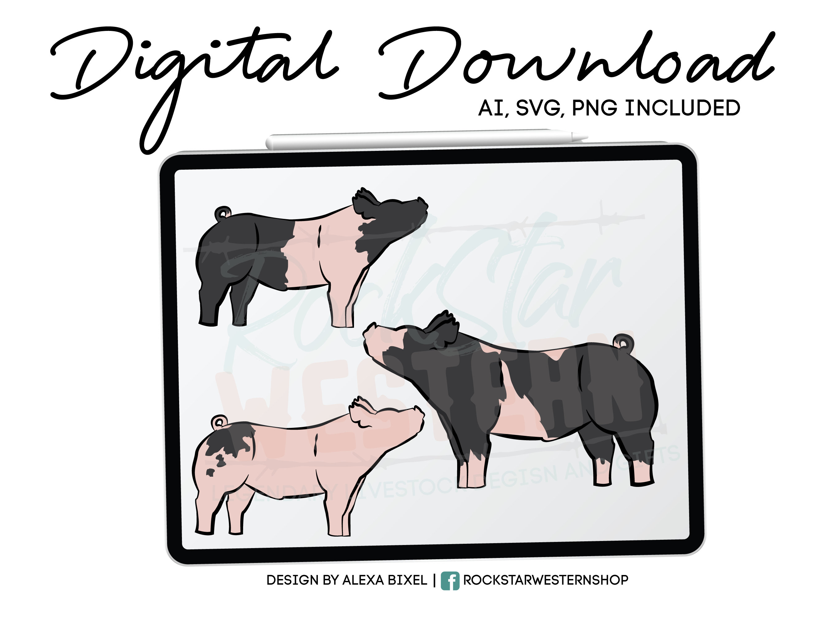 6 Market Pig Art Graphic - Ai - SVG - PNG - Etsy