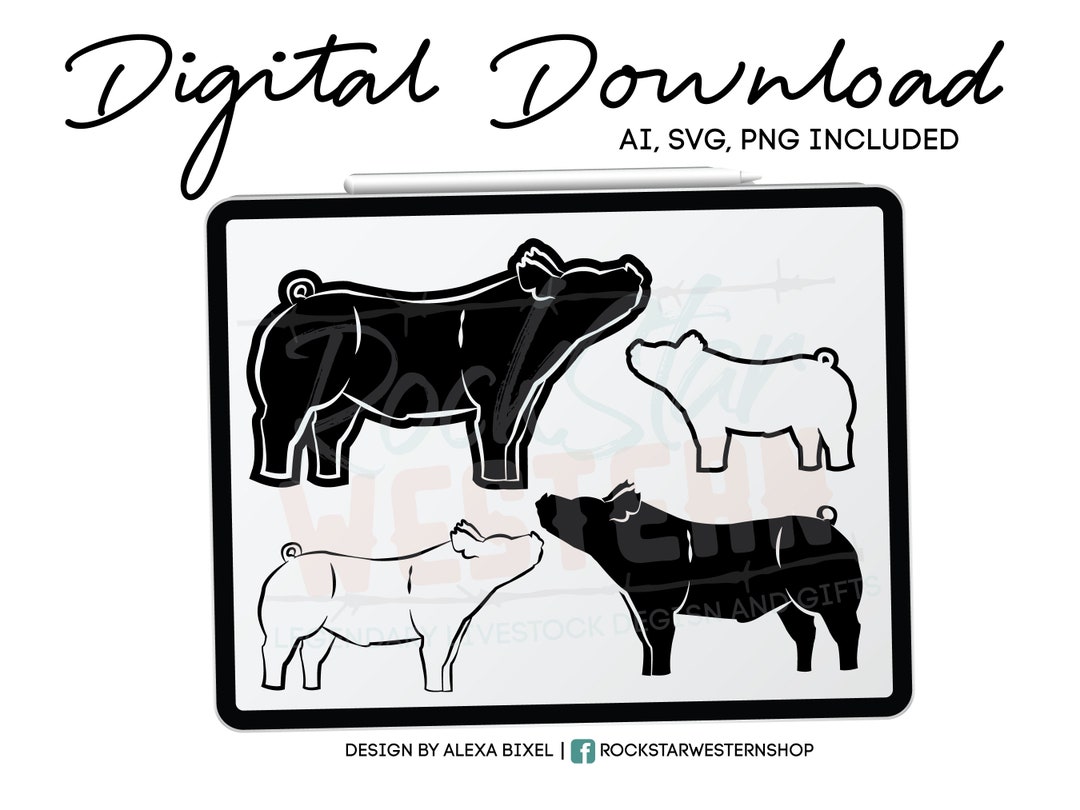 Market Pig Line Art - Ai - SVG - PNG - Etsy