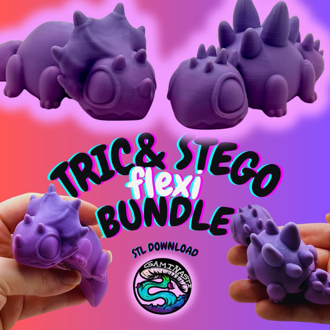 Dino Duo 3D Model Bundle|triceratops & Stegosaurus Flexi Figures|stl Files for 3D Printing - Etsy