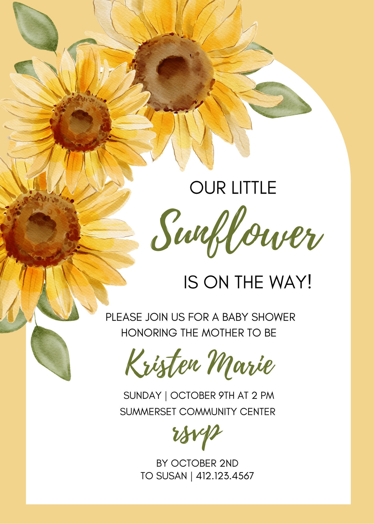 Editable Sunflower Baby Shower Invitation Bundle | Rustic Sunflower ...