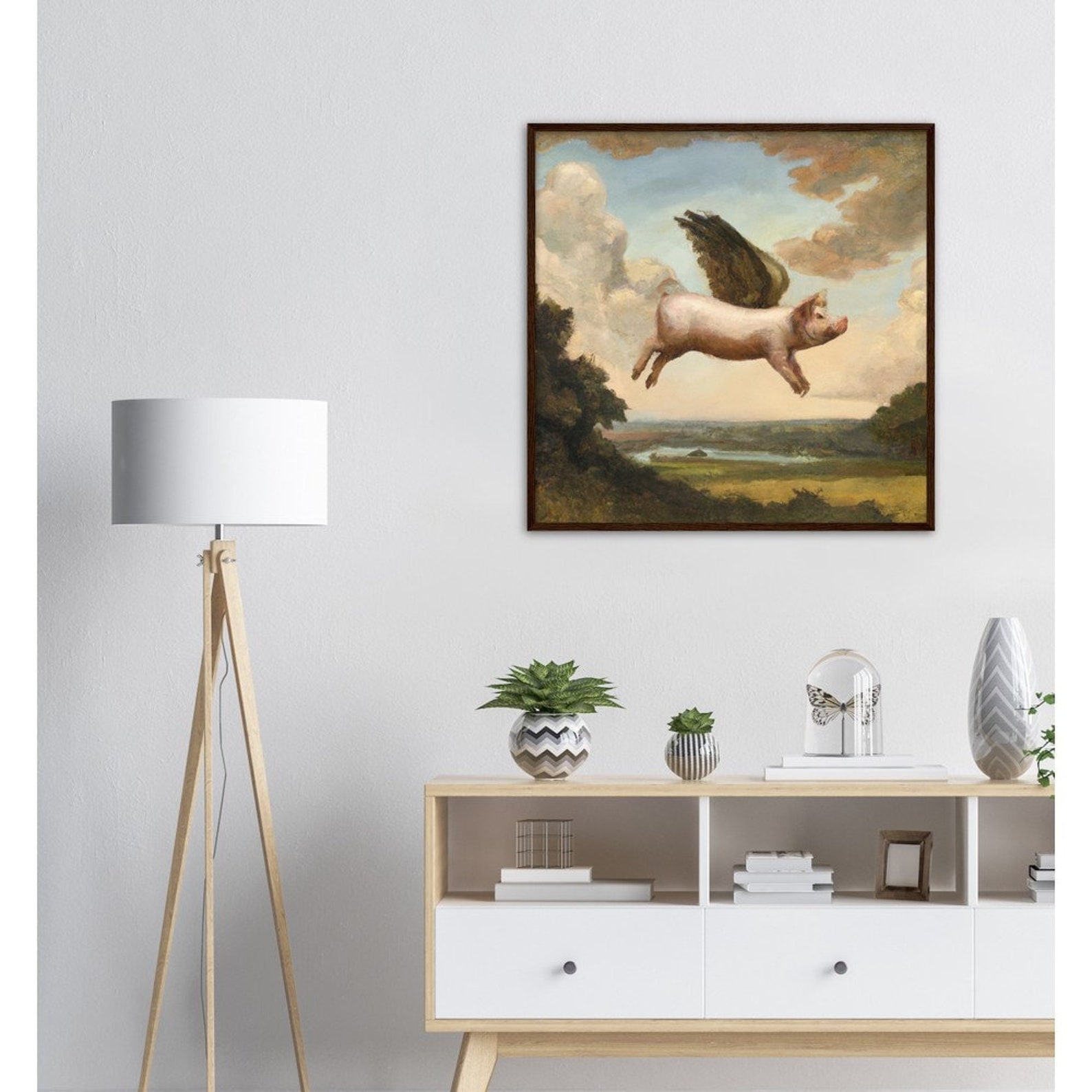 Pig Painting, Flying Pig Art, Pig Farmer Gift, Farm Animal Art, Digital ...