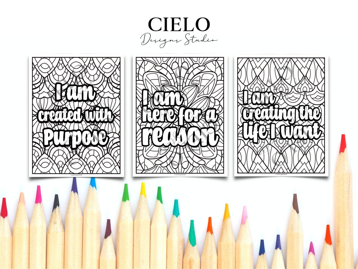 Printable Motivational Coloring Pages | 10 Positive Affirmations ...