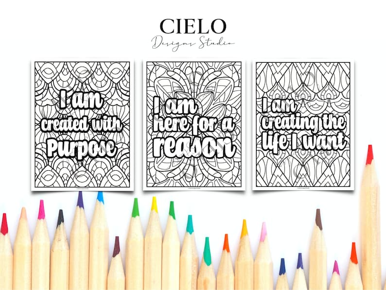 Printable Motivational Coloring Pages | 10 Positive Affirmations ...
