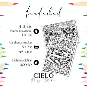 Printable Motivational Coloring Pages | 10 Positive Affirmations ...