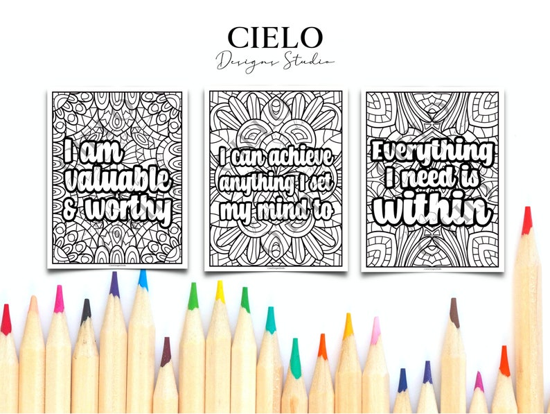 Printable Motivational Coloring Pages | 10 Positive Affirmations ...