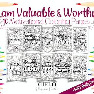 Printable Motivational Coloring Pages | 10 Positive Affirmations ...