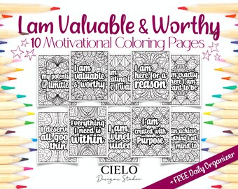 Positive Affirmations Coloring Pages, Inspirational & Motivational ...