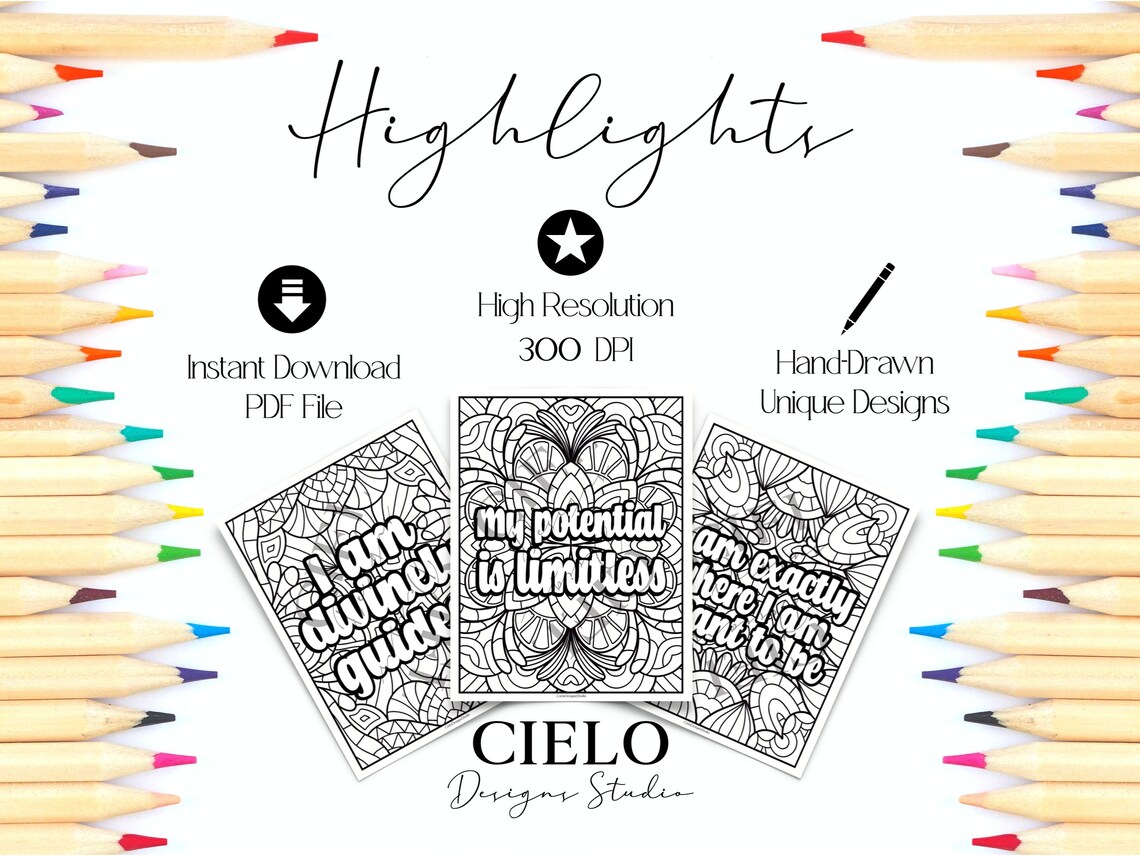 Printable Motivational Coloring Pages | 10 Positive Affirmations ...