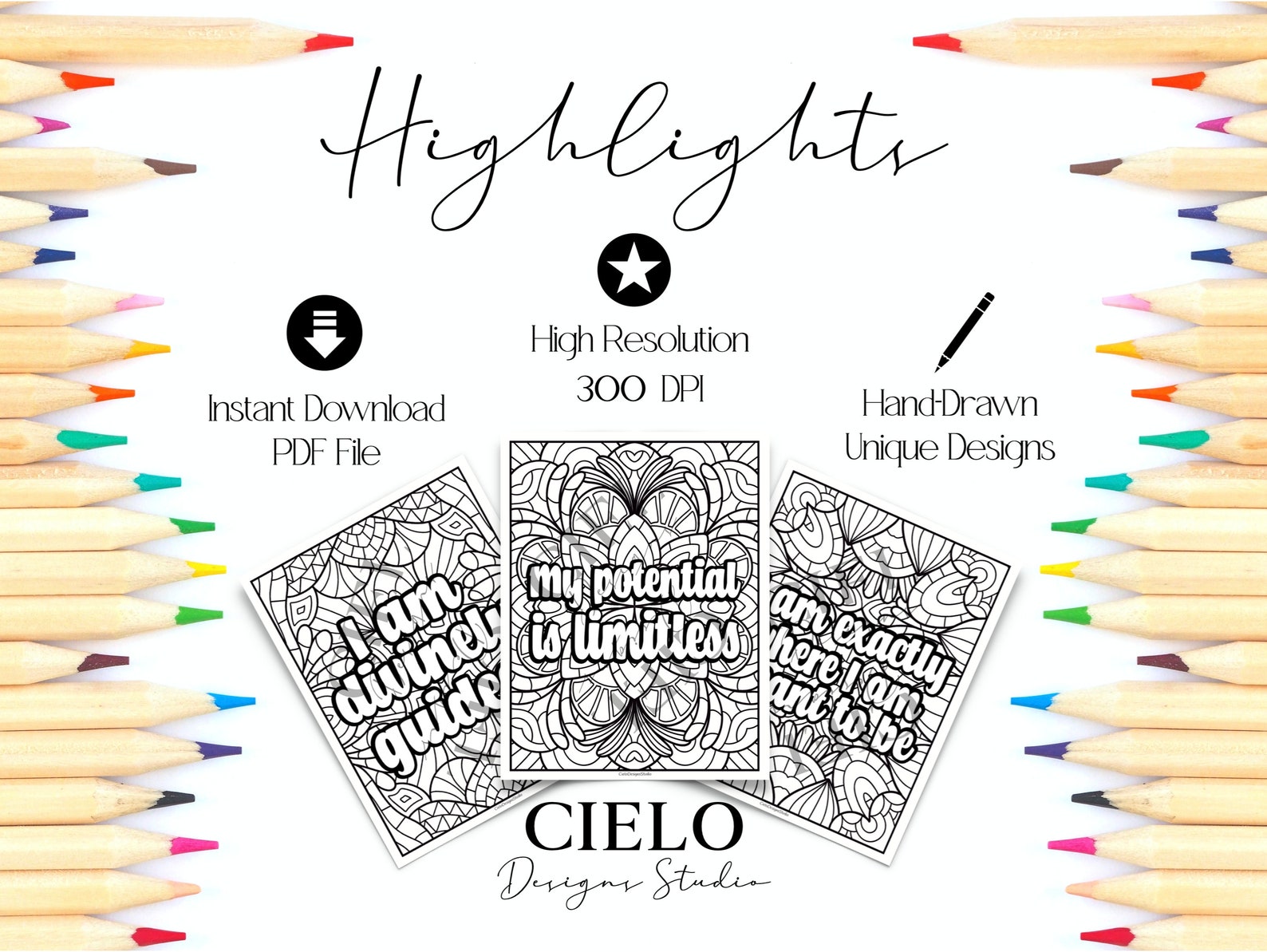 Printable Motivational Coloring Pages | 10 Positive Affirmations ...