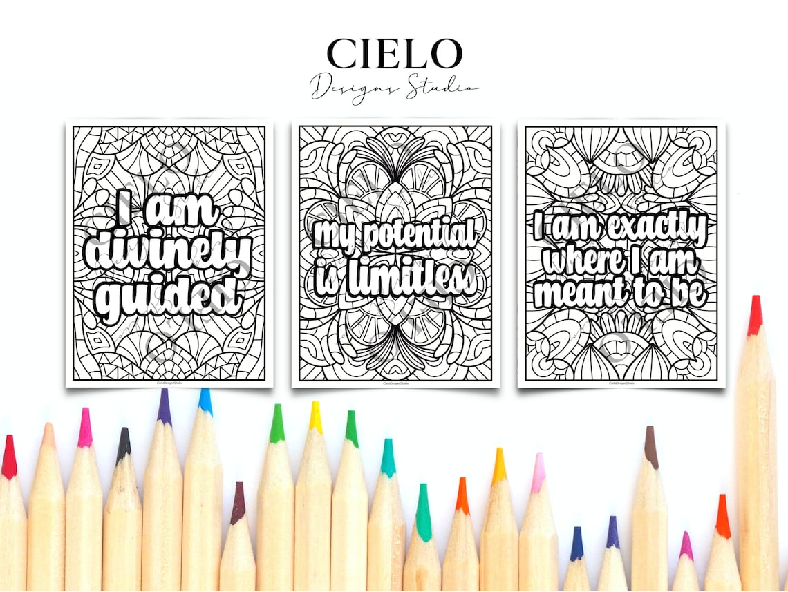 Printable Motivational Coloring Pages | 10 Positive Affirmations ...