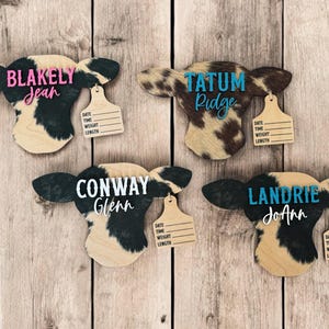 Cow Birth Stats Sign for Newborn, Wood Birth Name Sign for Hospital ...