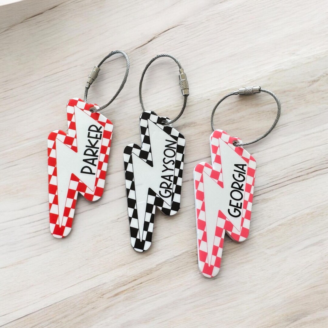 Lightning Bolt Bag Tag, Bag Tag for Kids, Personalized Keychain, Diaper ...