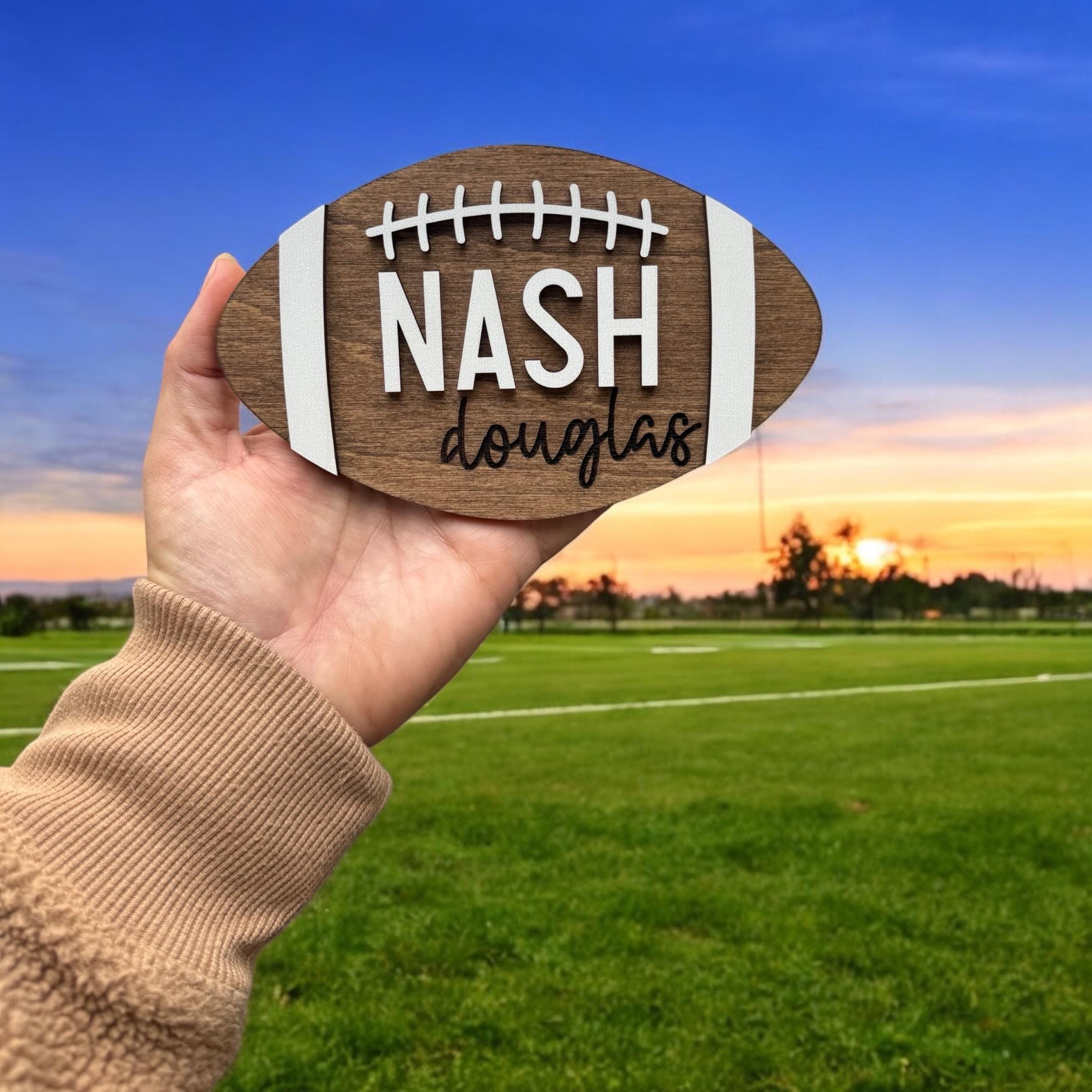 Football Name Sign, Baby Name Announcement Wood, Birth Announcement ...