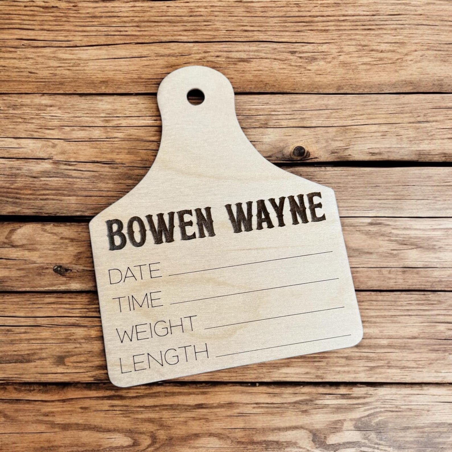 Personalized Cow Tag Birth Stat Sign, Ear Tag Birth Announcement, Birth ...
