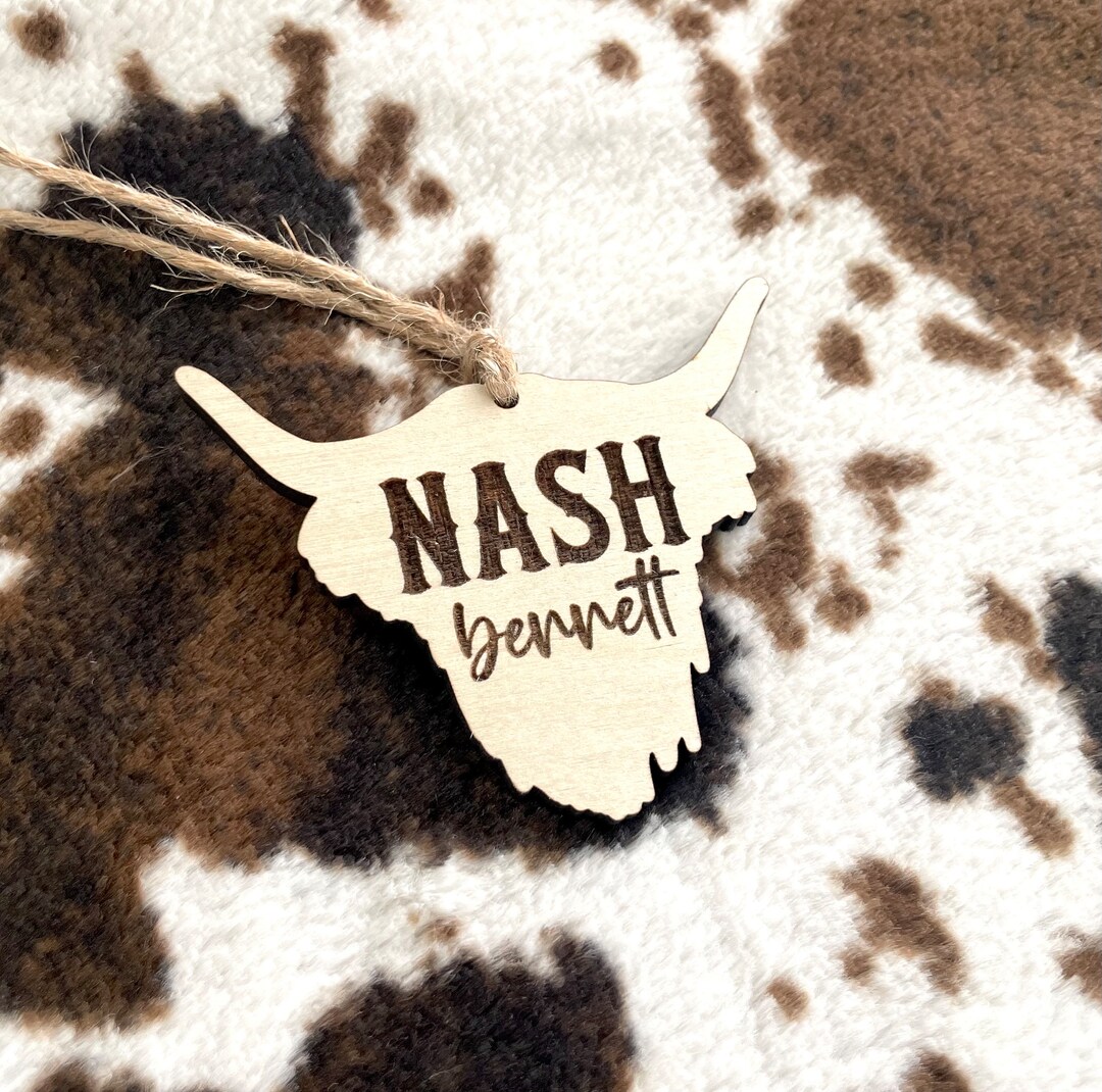 Highland Cow Diaper Bag Tag Backpack Tag Wooden Name Tag - Etsy