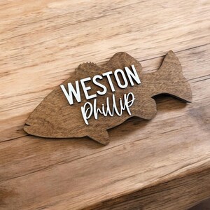 Fish Baby Name Announcement, Newborn Name Sign, Bass Fishing Baby Decor ...