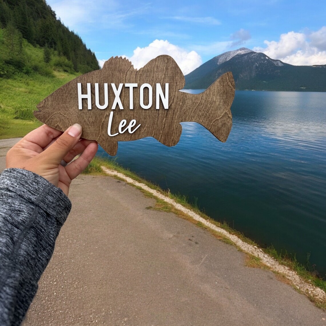Fish Baby Name Announcement, Newborn Name Sign, Bass Fishing Baby Decor ...