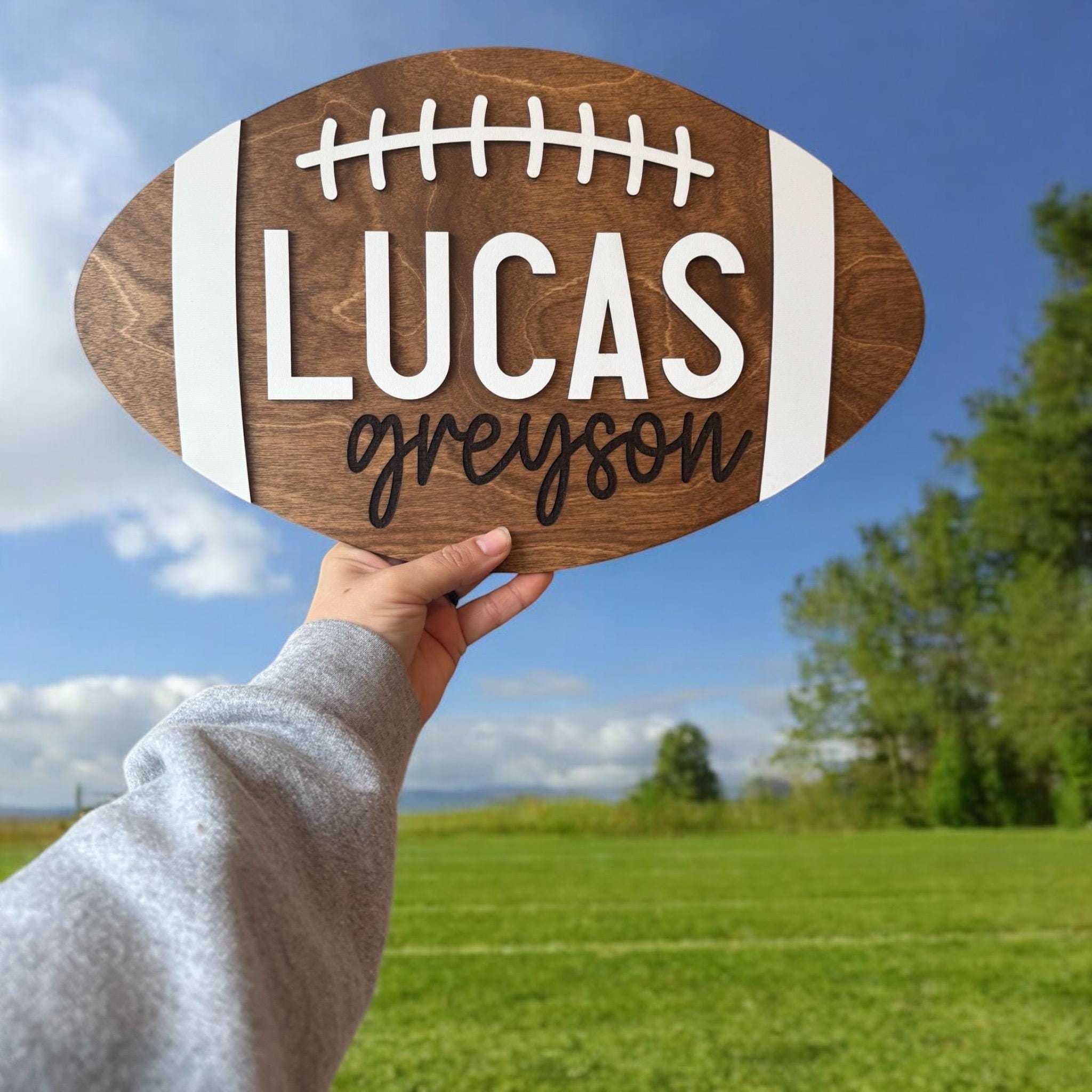 Football Name Sign, Baby Name Announcement Wood, Birth Announcement ...