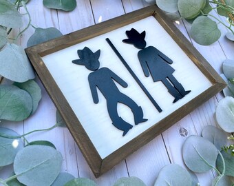 Funny Western Bathroom Signs - Etsy