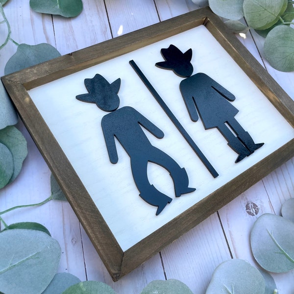 Cowboy and Cowgirl Bathroom Signs - Etsy