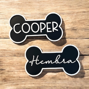 Personalized Dog Bone Name Sign, Wooden Dog Name Tag, Dog Kennel and ...