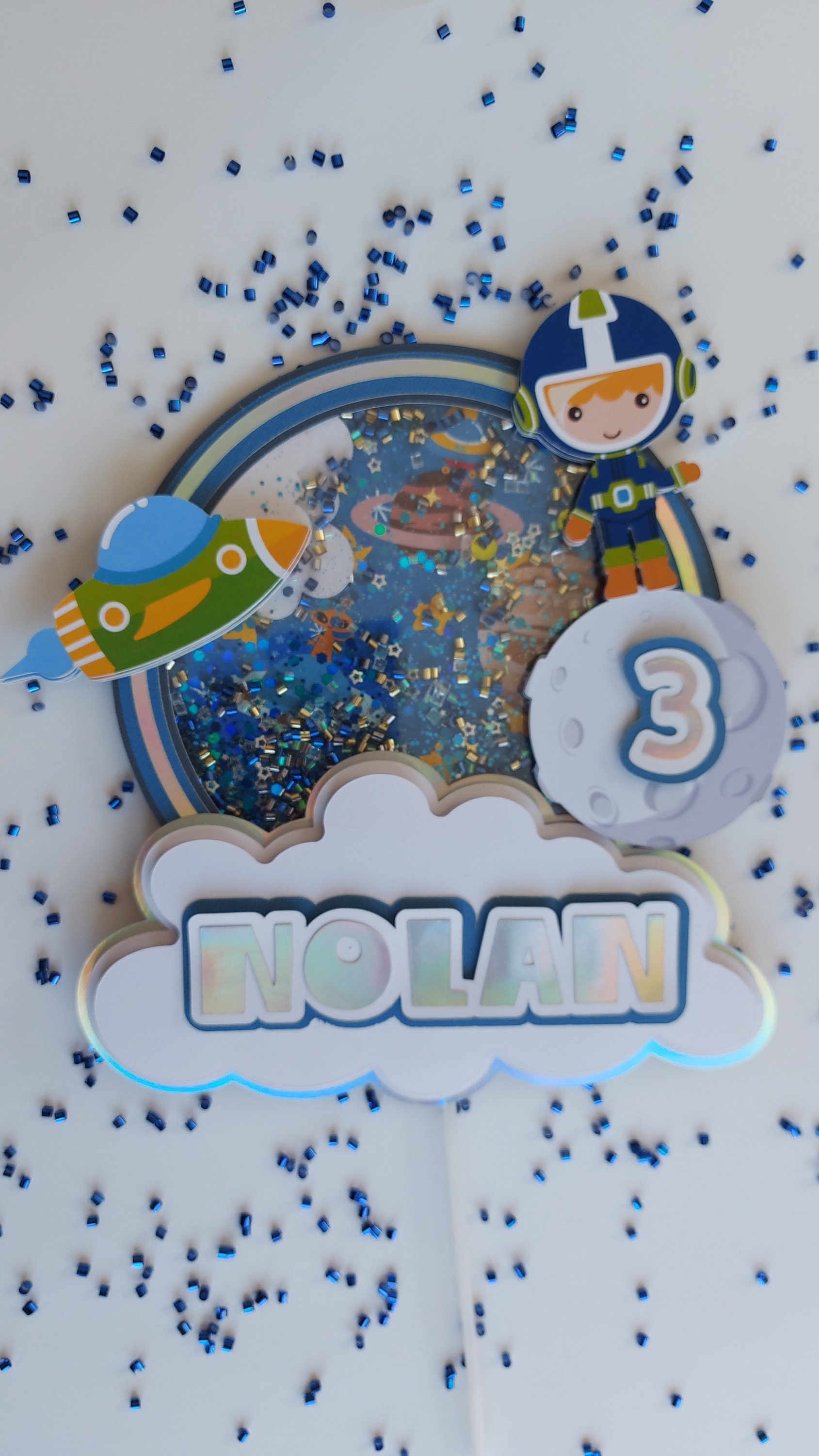 Astronaut Cake Topper, Space Shaker Cake Topper, Personalized Cake ...