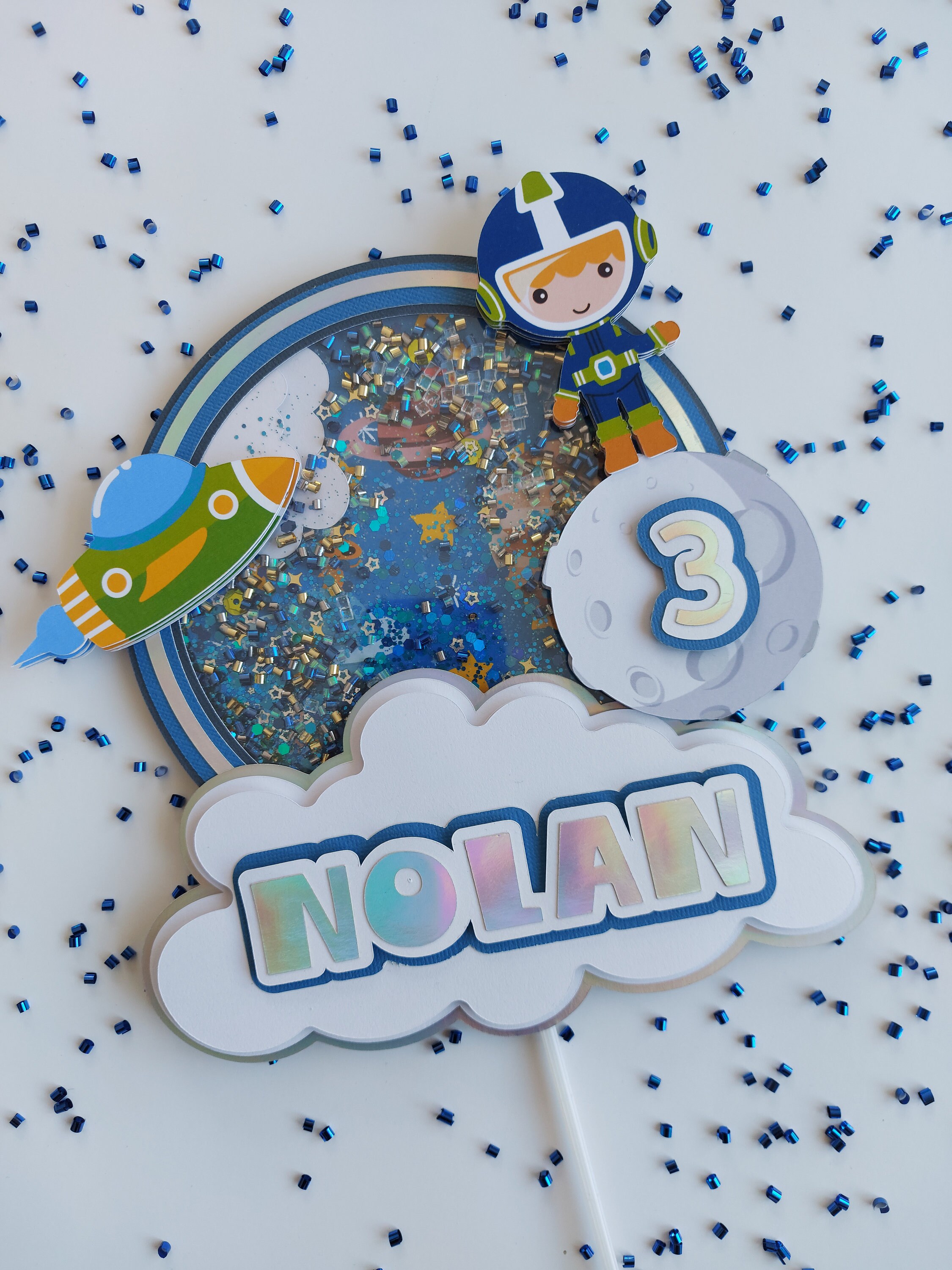 Astronaut Cake Topper, Space Shaker Cake Topper, Personalized Cake ...