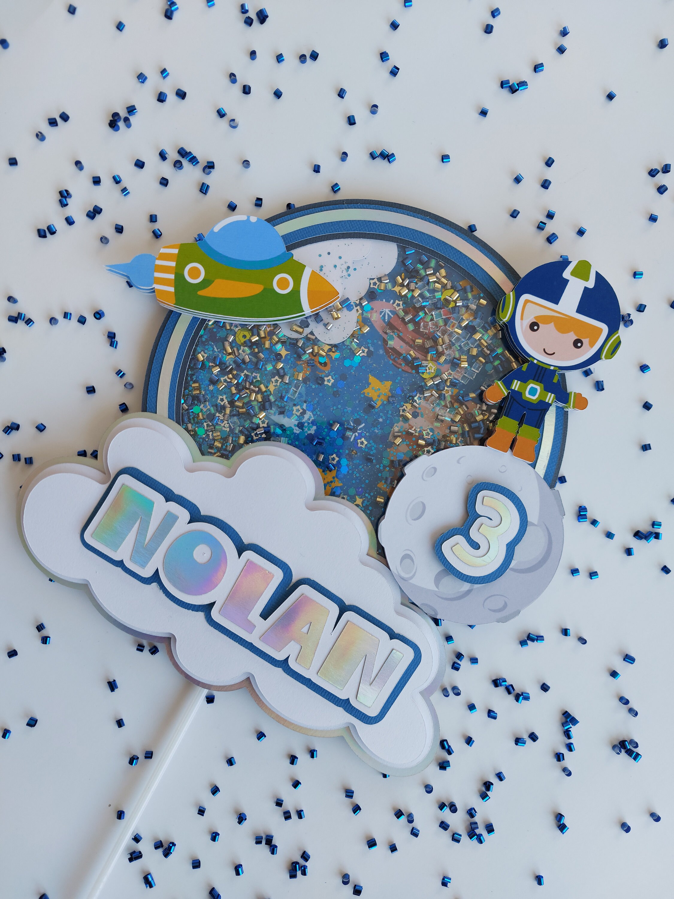 Astronaut Cake Topper, Space Shaker Cake Topper, Personalized Cake ...