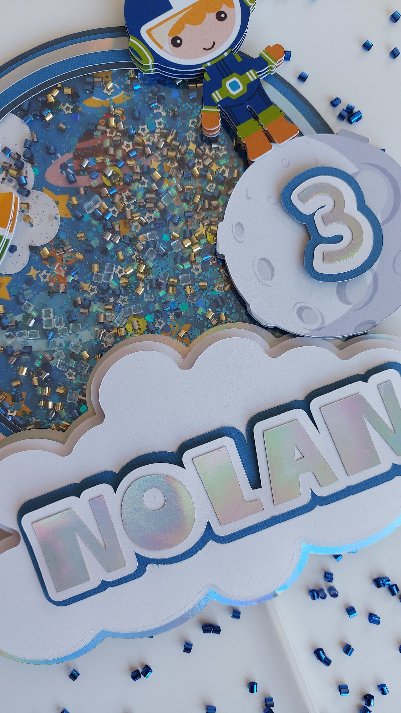 Astronaut Cake Topper, Space Shaker Cake Topper, Personalized Cake ...