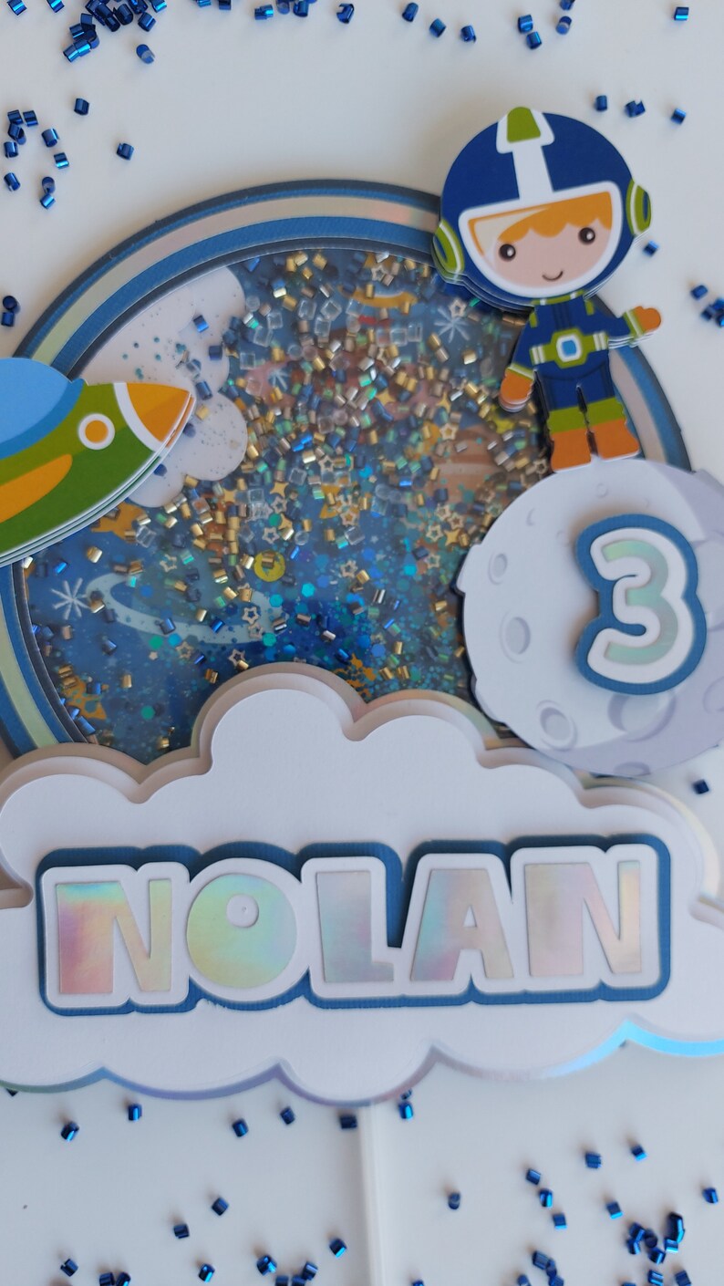 Astronaut Cake Topper, Space Shaker Cake Topper, Personalized Cake ...