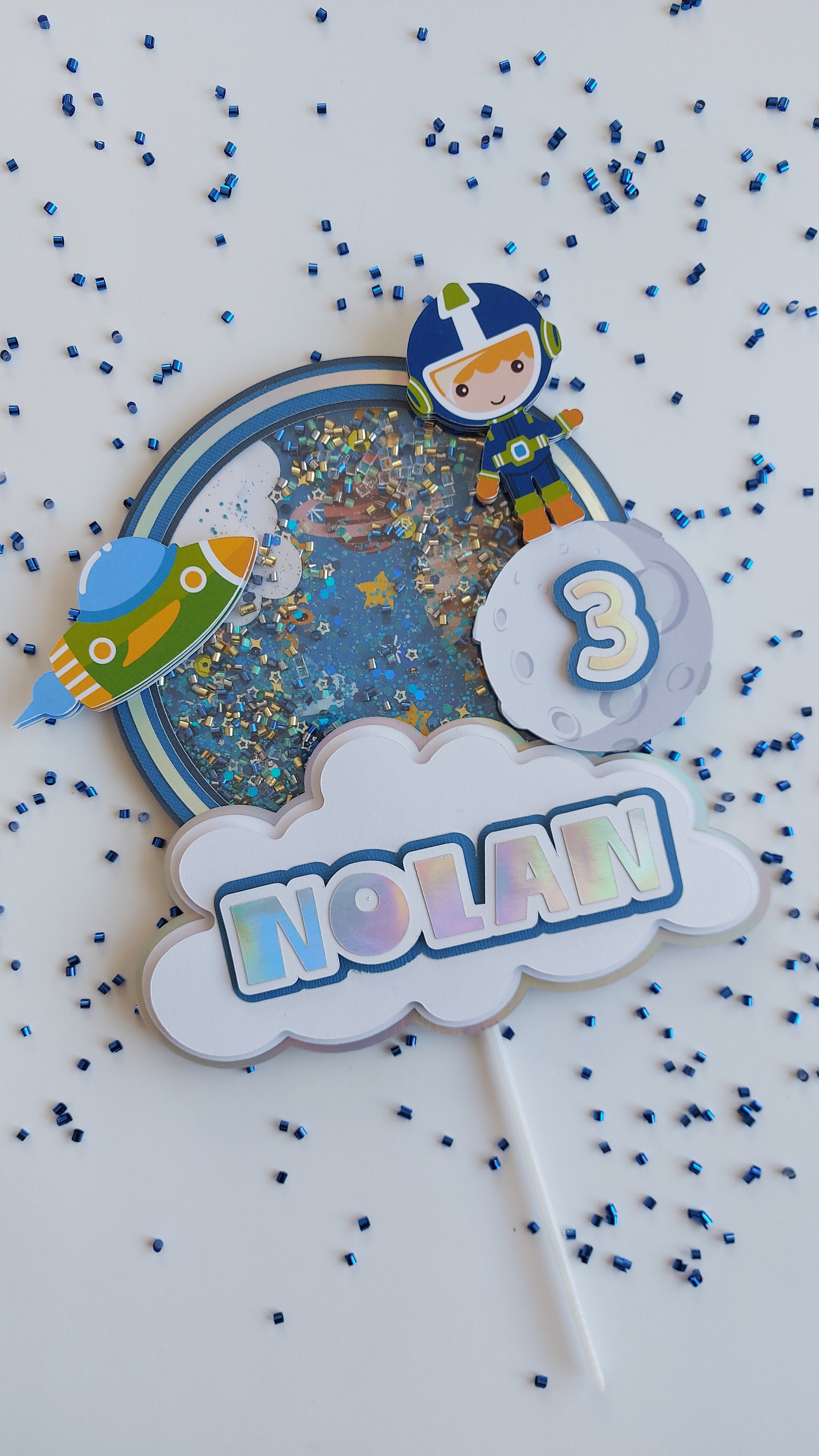 Astronaut Cake Topper, Space Shaker Cake Topper, Personalized Cake ...
