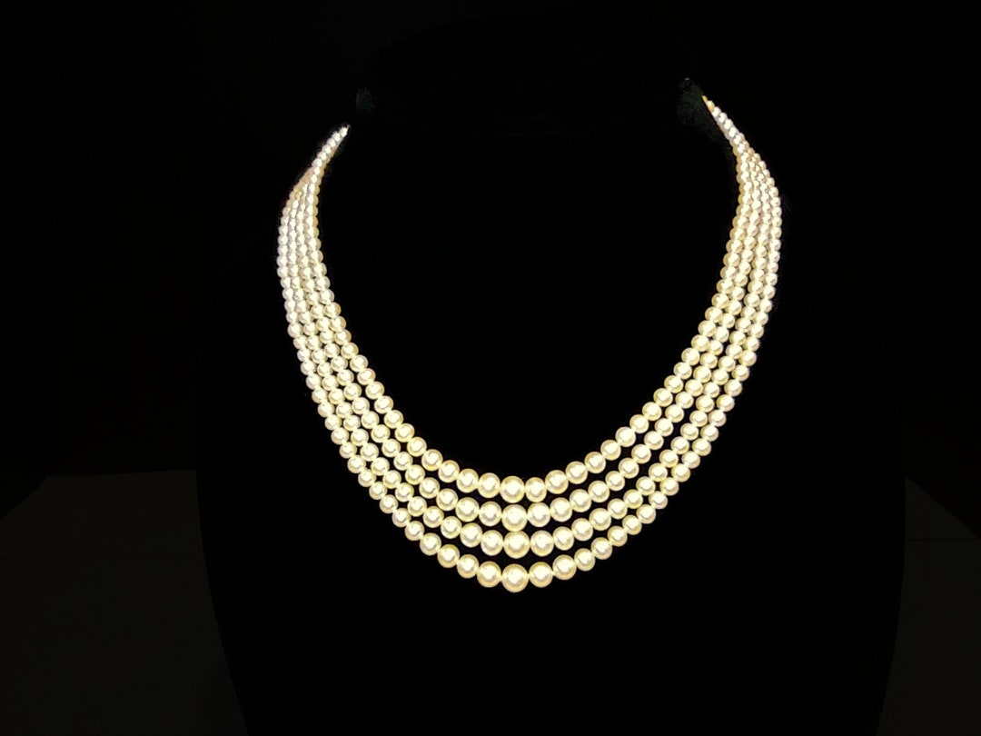 Vintage Deltah Four Strand Simulated Pearls With Rhinestone Clasp - Etsy