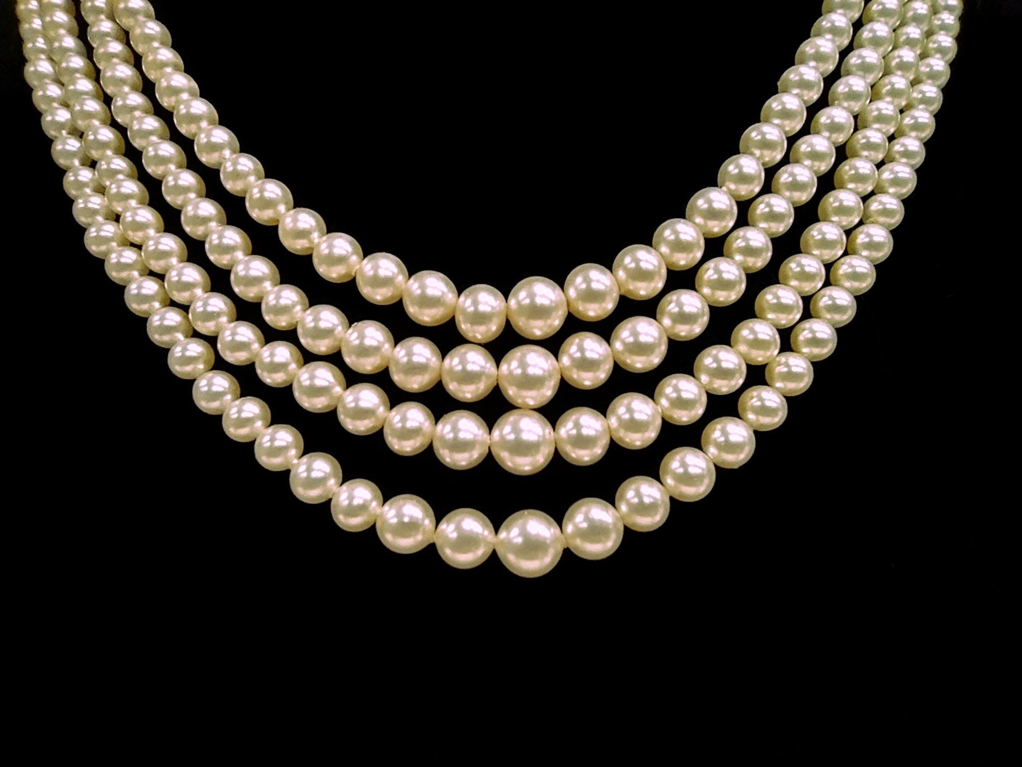 Vintage Deltah Four Strand Simulated Pearls With Rhinestone Clasp - Etsy