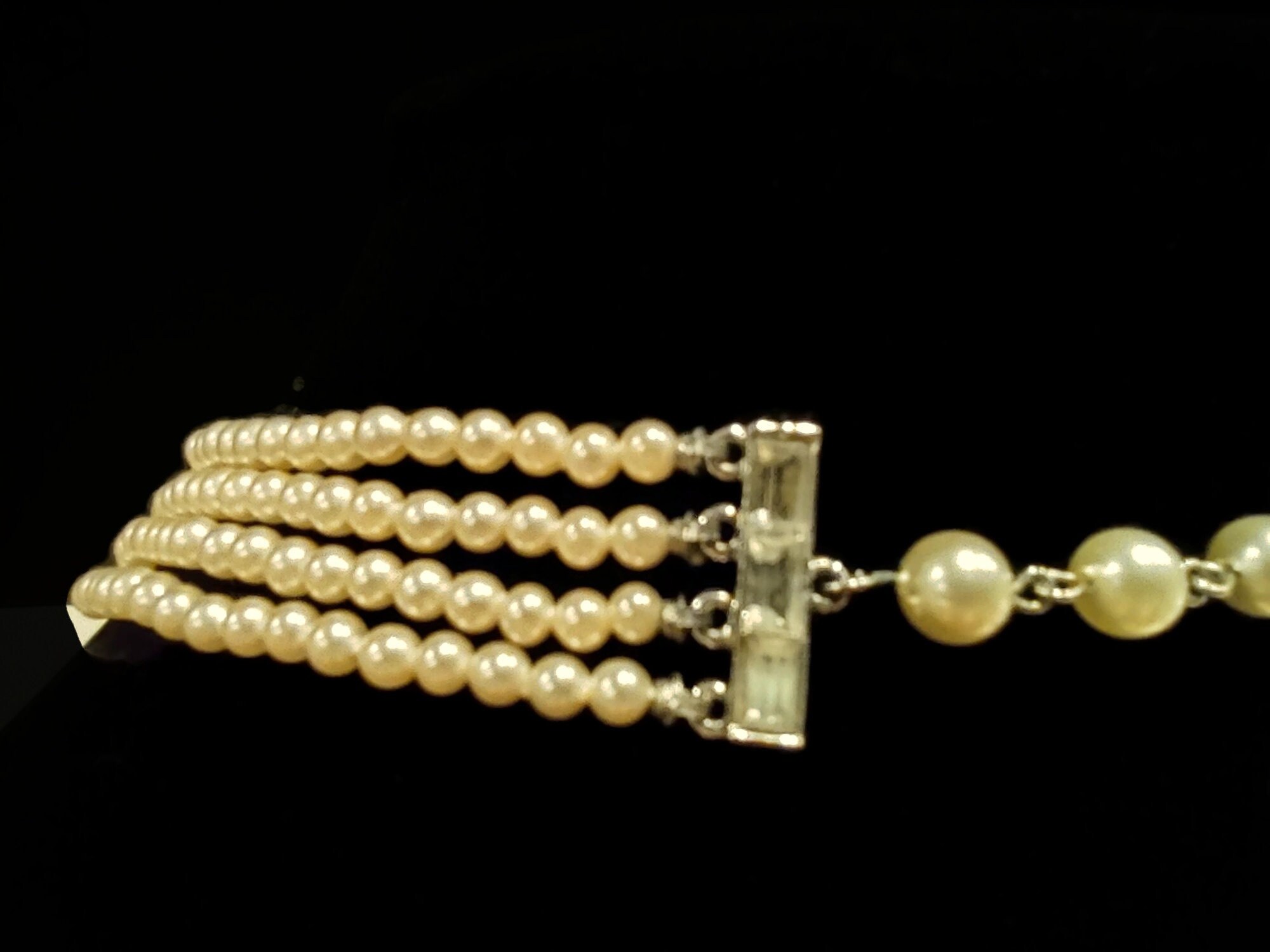 Vintage Deltah Four Strand Simulated Pearls With Rhinestone Clasp - Etsy