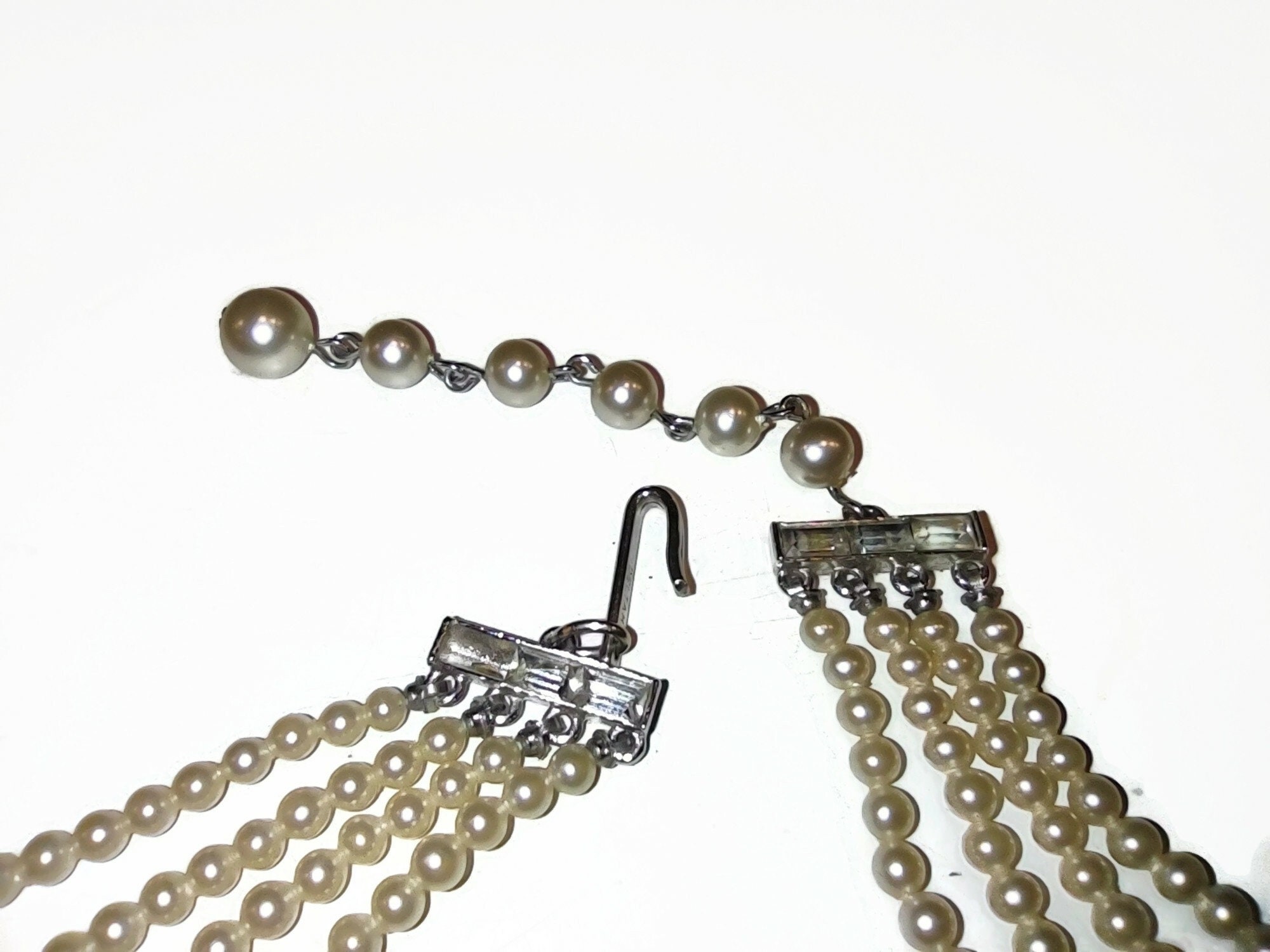 Vintage Deltah Four Strand Simulated Pearls With Rhinestone Clasp - Etsy