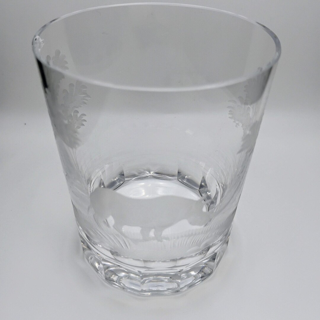 Queen Lace Etched Crystal Whiskey Glass With Rhinoceros & Nature Scene ...