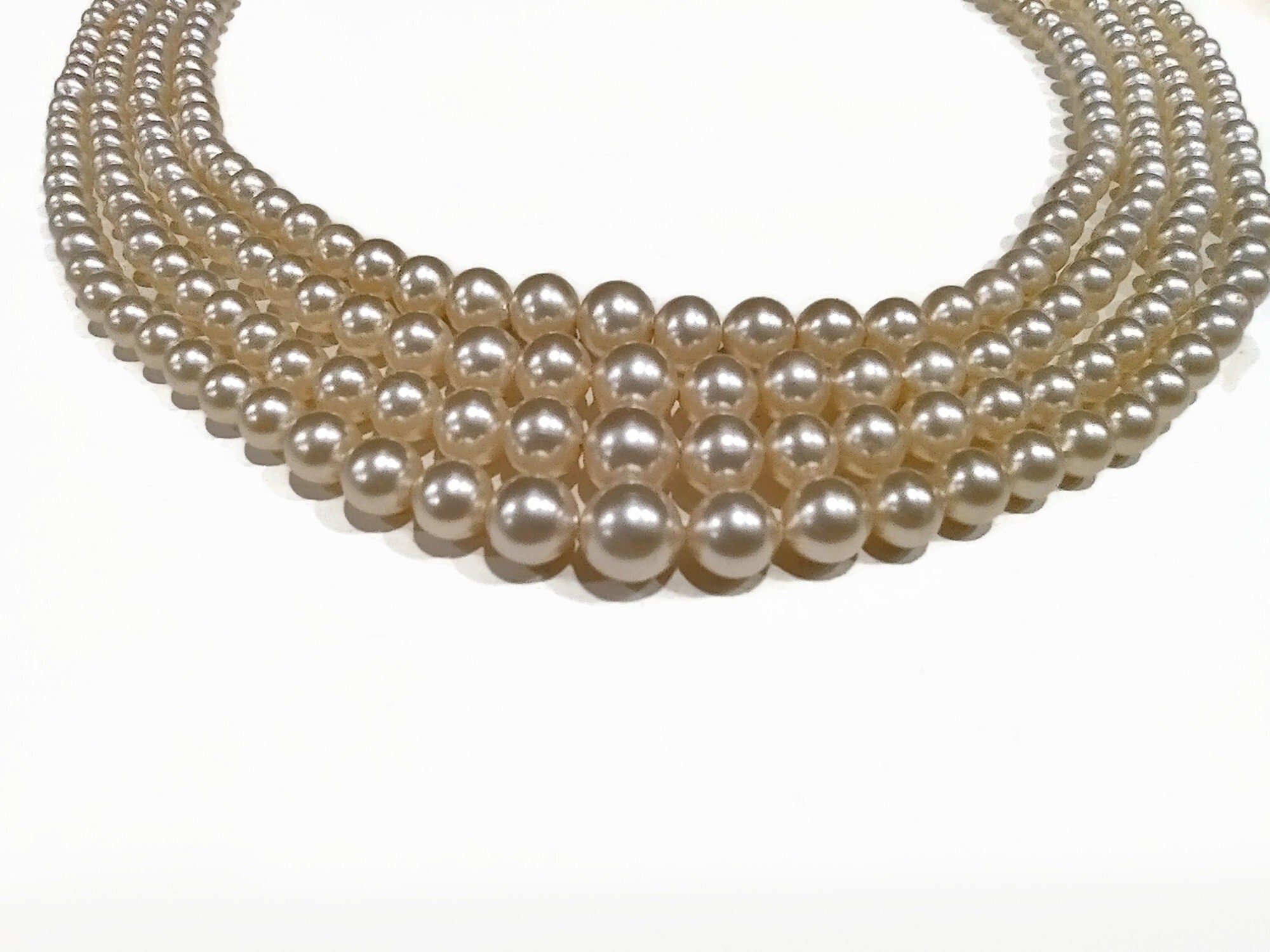 Vintage Deltah Four Strand Simulated Pearls With Rhinestone Clasp - Etsy